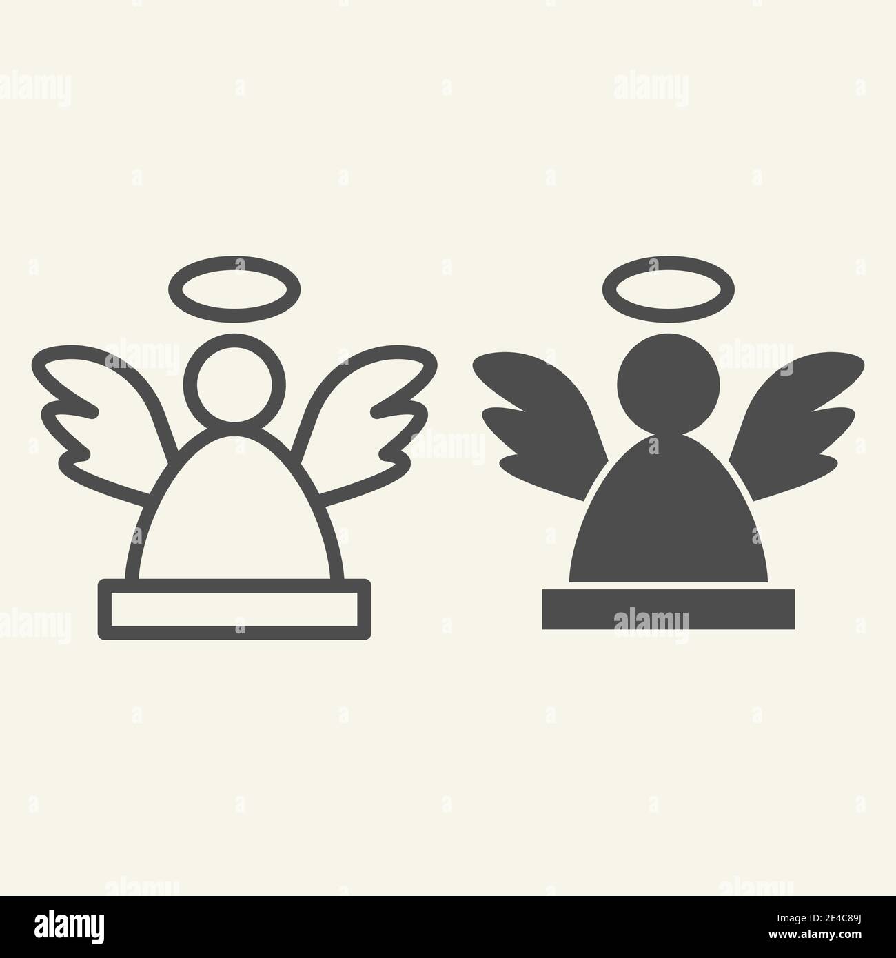 Angel line and solid icon. Christmas holy angel silhouette outline ...