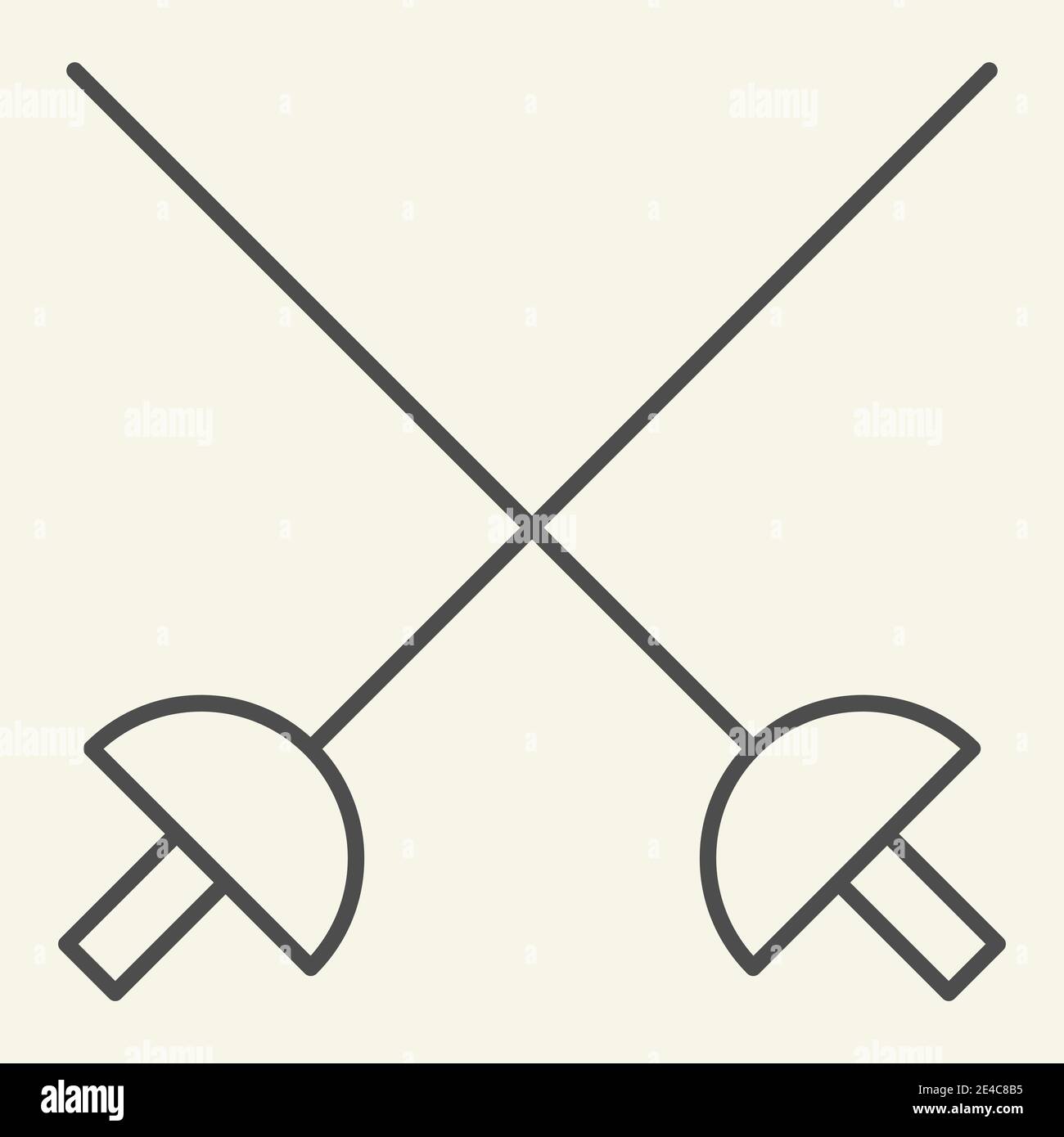 Fencing thin line icon. Crossed rapiers outline style pictogram on ...