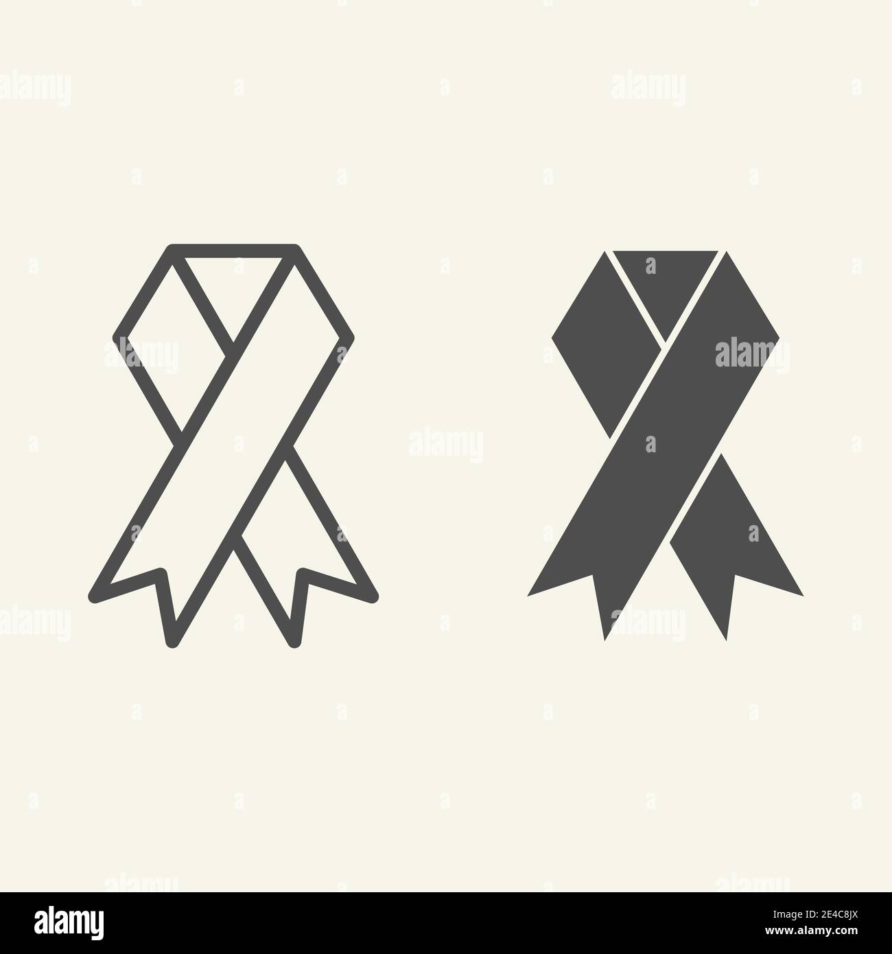 AIDS tape line and solid icon. HIV awareness strip outline style ...