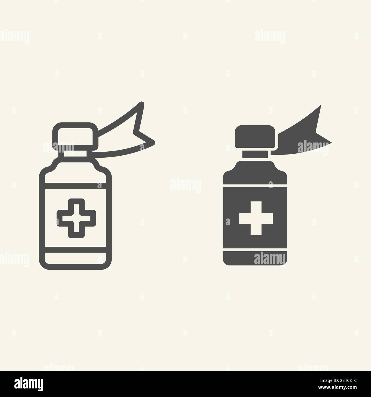 Mixture line and solid icon. Medicine bottle with cross outline style ...