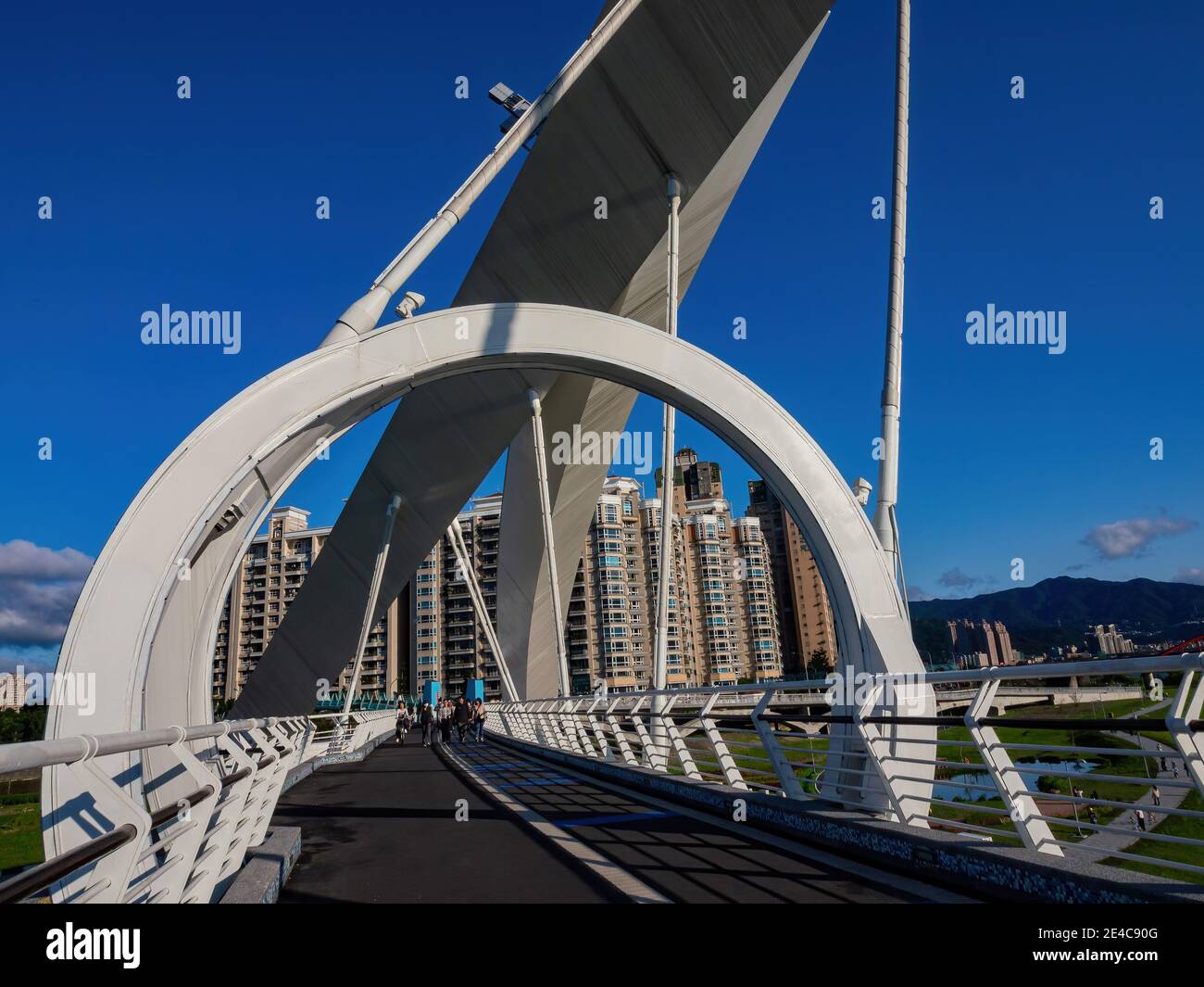 Sunny view of the Yangguang Bridge at Xindian District, Taipei, Taiwan ...