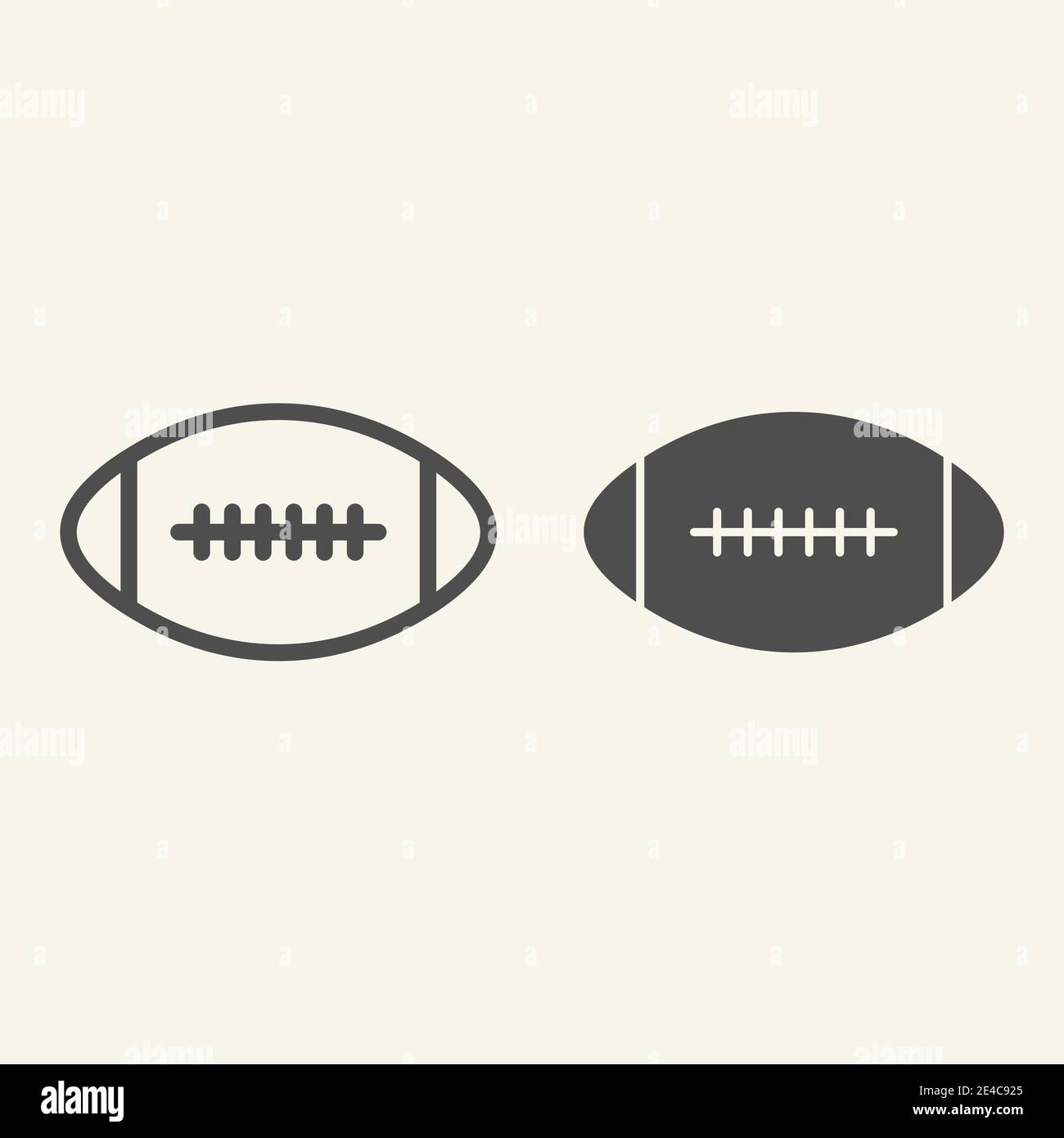Rugby ball line and solid icon. American football game outline style ...