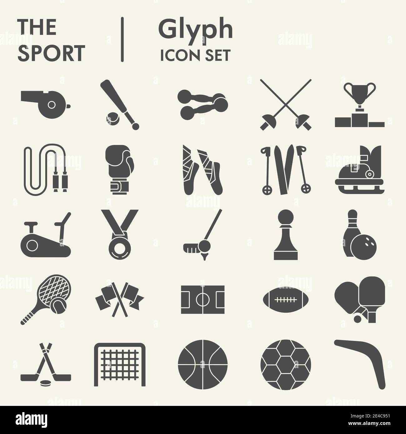 Sport solid icon set. Fitness symbols collection or sketches. Health ...