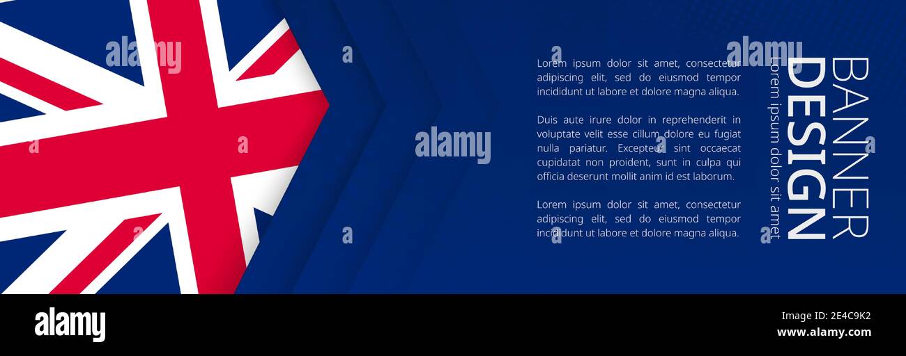 Banner template with flag of United Kingdom for advertising travel ...