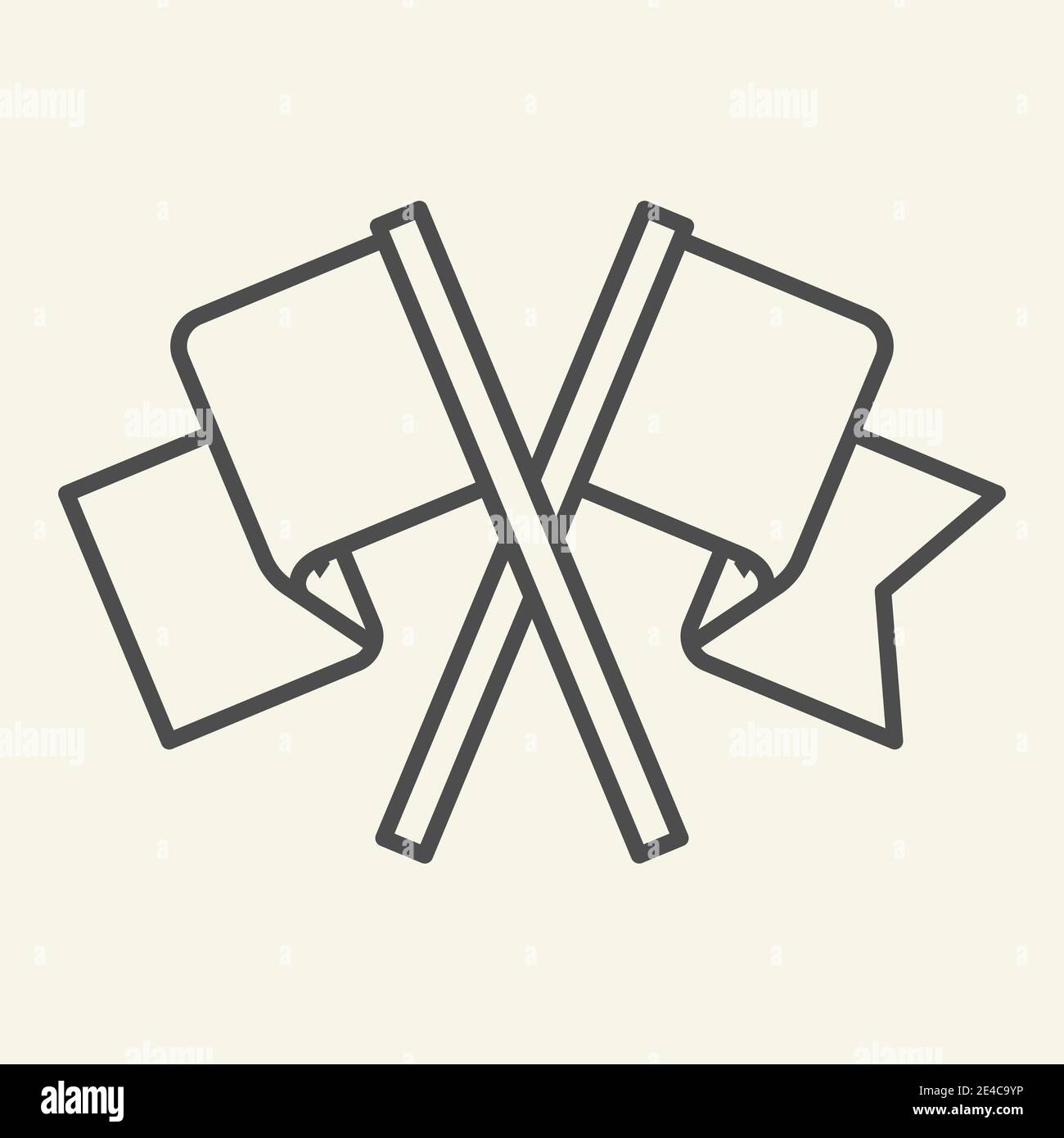 Flags thin line icon. Two waving crossed flag outline style pictogram ...