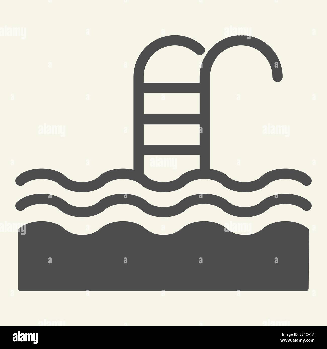Pool solid icon. Swimming pool with water waves and ladder symbol ...
