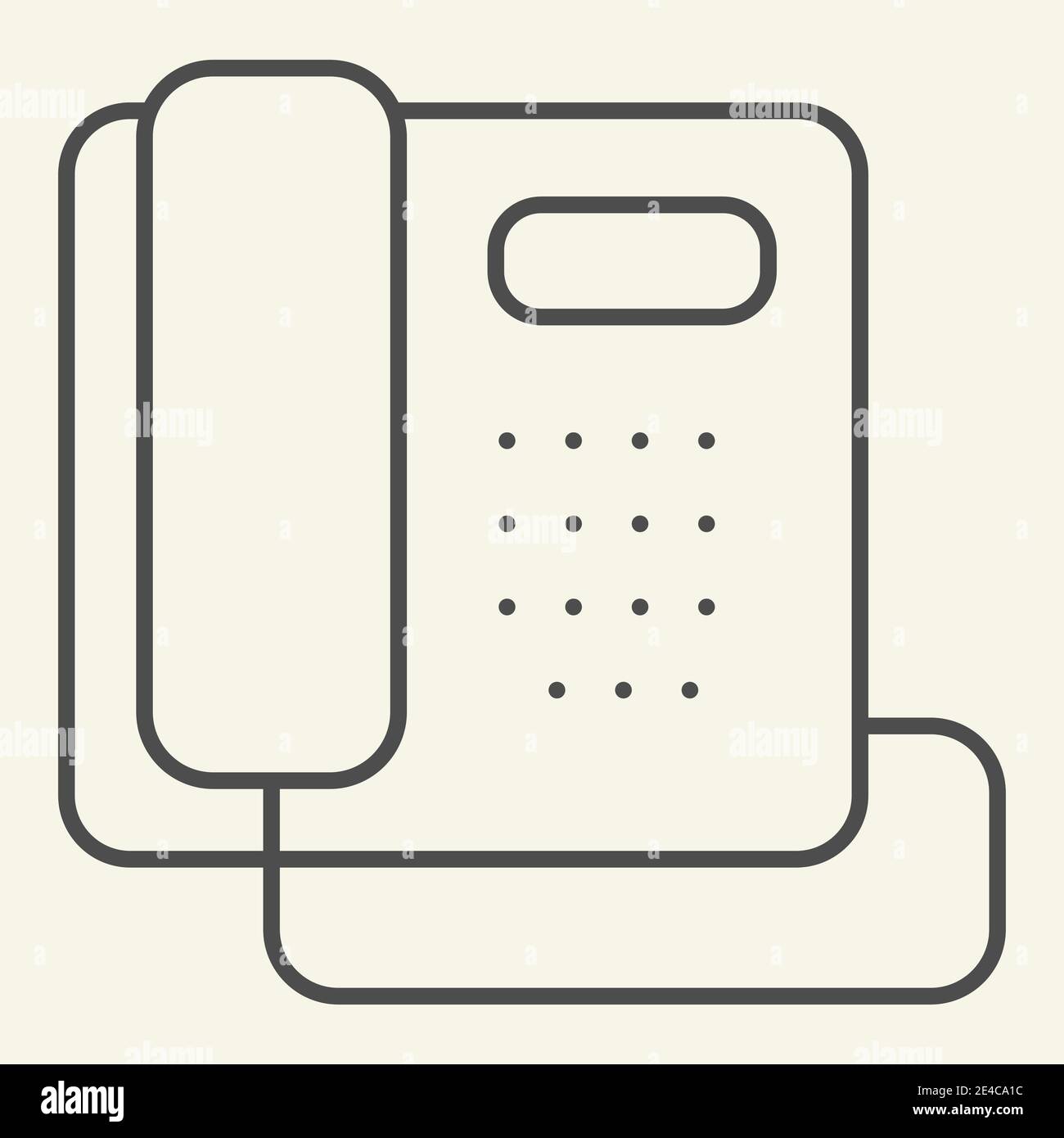 Phone thin line icon. Hotel or office retro telephone symbol, outline ...