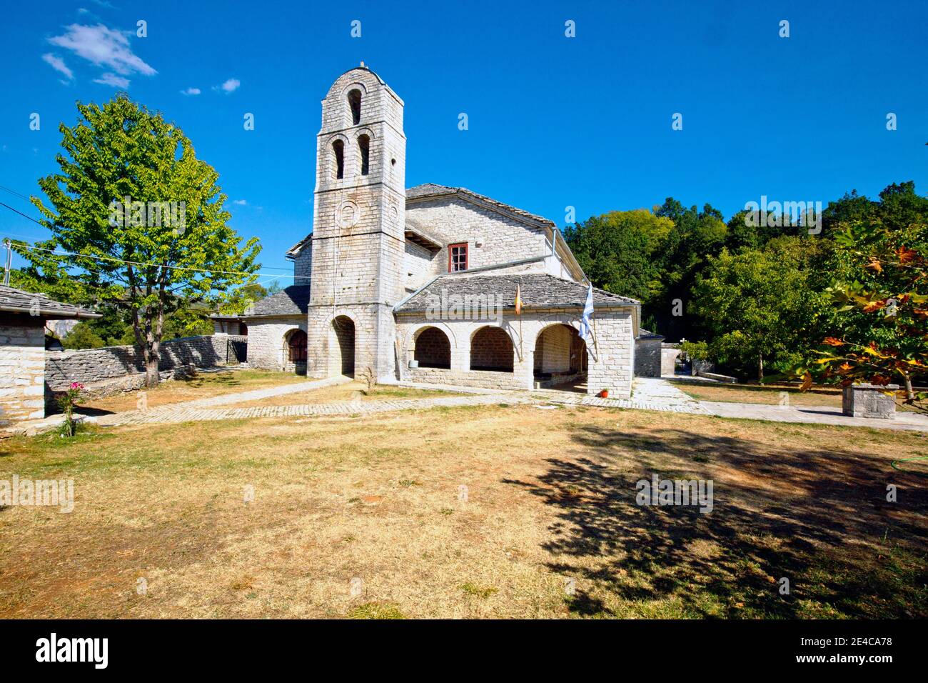 Church of Monodendri one of the Zagori villages in the wooded ...
