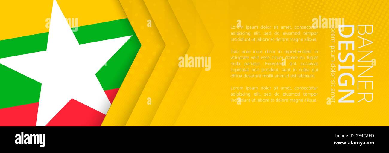 Banner template with flag of Myanmar for advertising travel, business ...