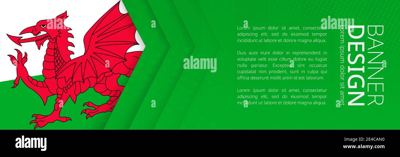Banner template with flag of Wales for advertising travel, business and ...