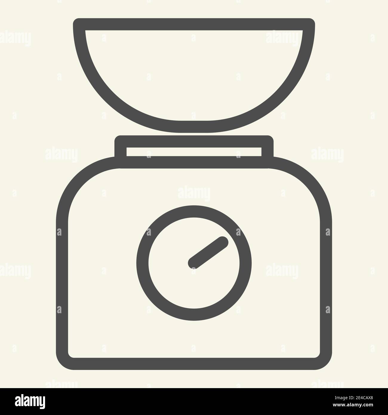 Kitchen scale with bowl line icon. Kitchen measuring device symbol ...