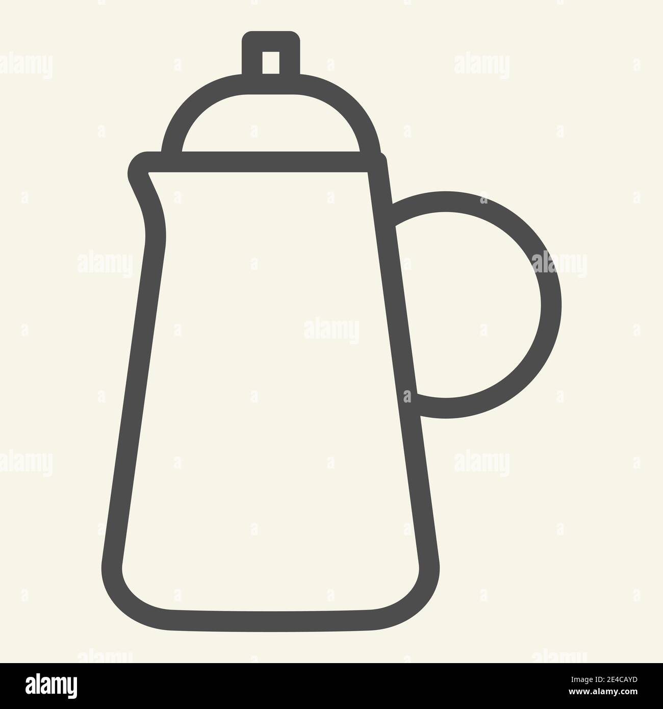 Kettle line icon. Teapot symbol, outline style pictogram on beige ...