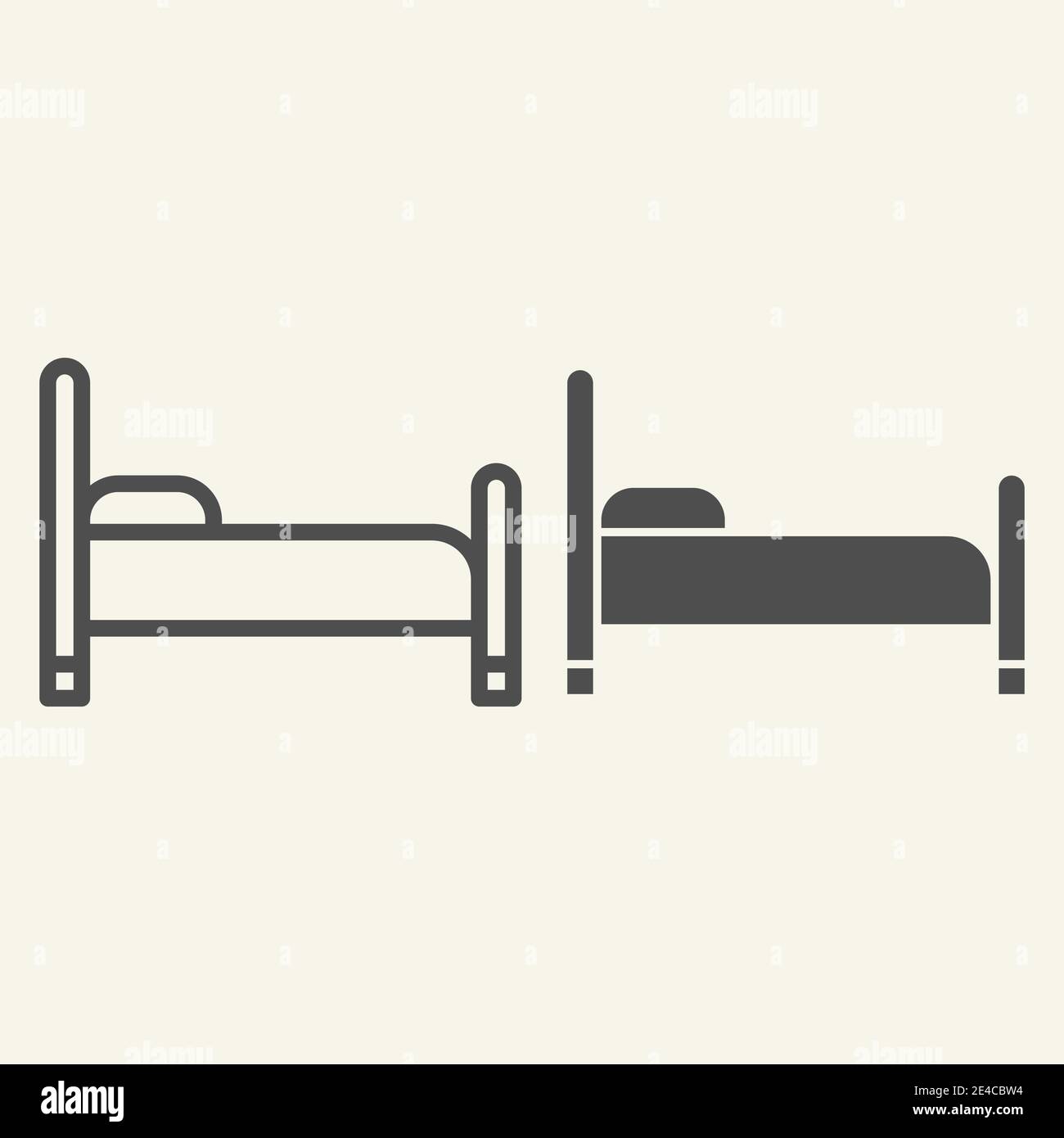 Bed line and solid icon. Hospital bed for patients outline style ...