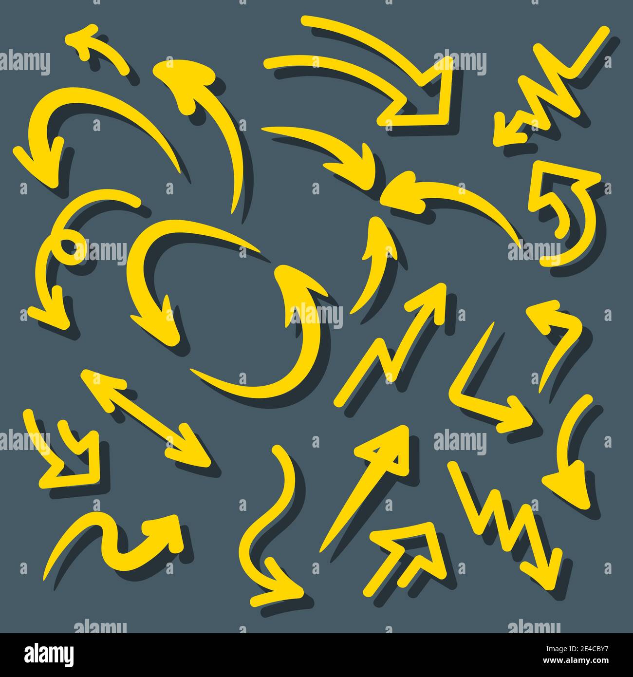 Set of yellow arrows. vector hand drawn arrows Stock Vector Image & Art ...