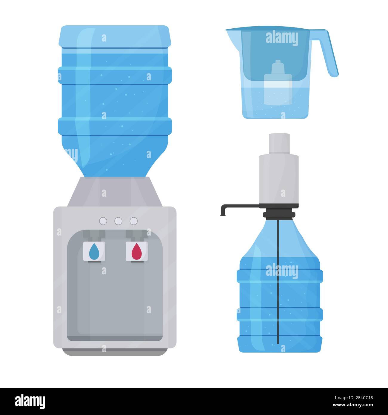 Set of water filter, cooler, plastic bottle equipment for clean aqua ...