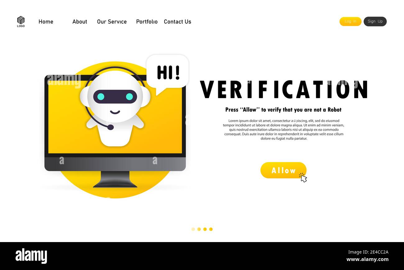 Verification on computer display banner. Personification, verification ...