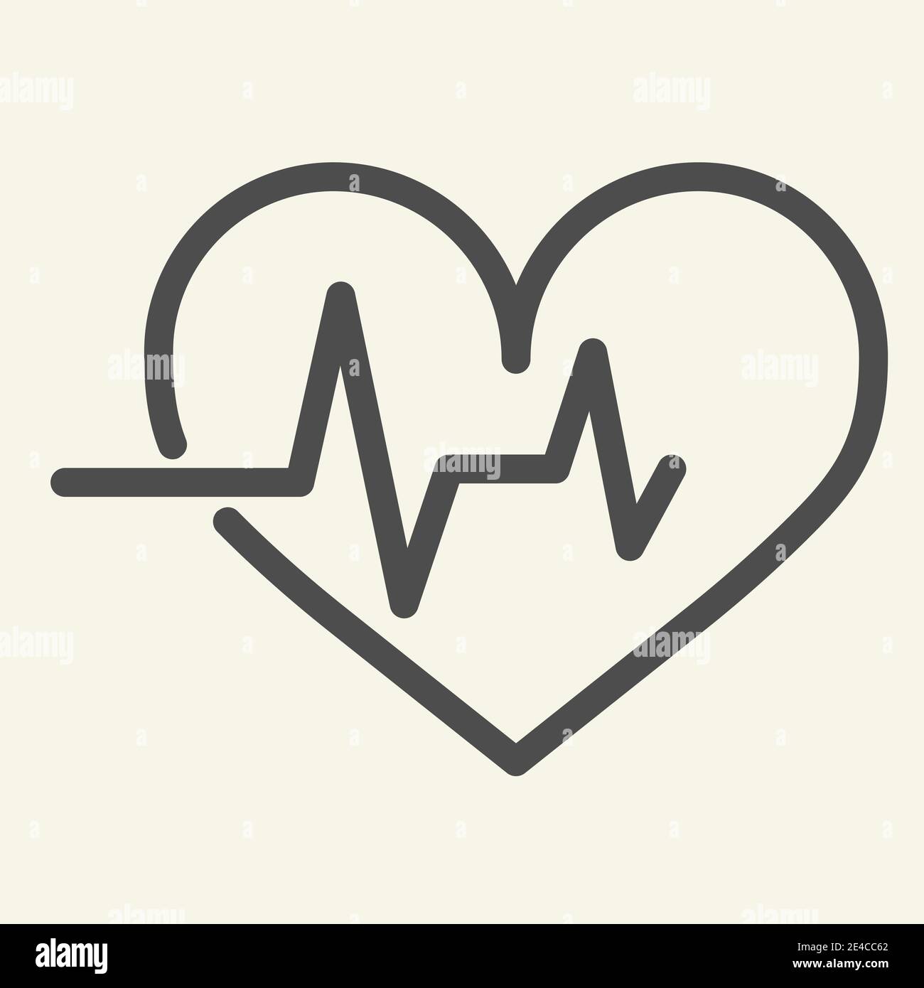 Heart beat line icon. Cardiogram life line outline style pictogram on white background. Heart ...