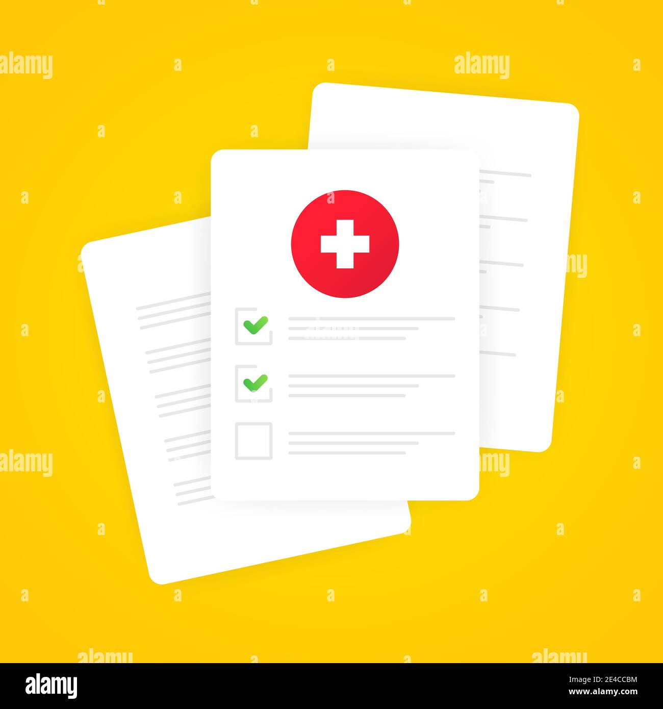 Medical form list with results data and approved check mark vector ...