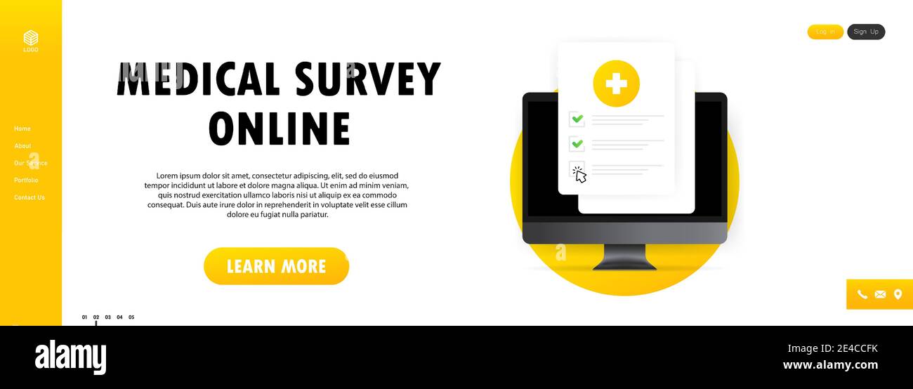 Medical survey online illustration. Medical form list with results data ...