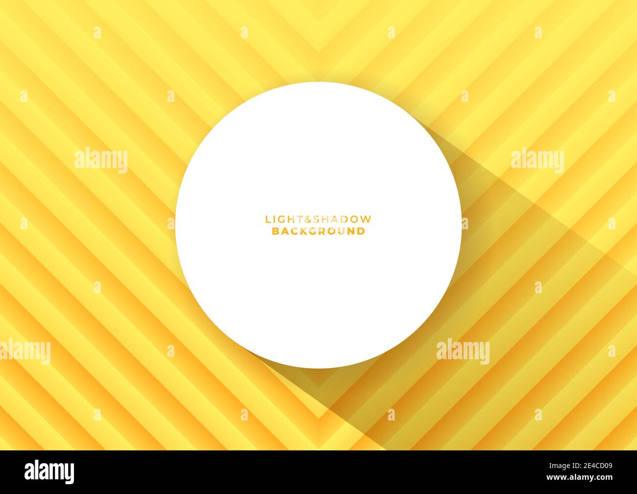 Yellow wave 3d wall and blank white round with long shadow. Template ...