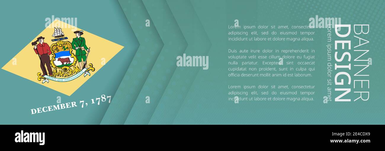 Banner template with flag of U.S. state Delaware for advertising travel ...