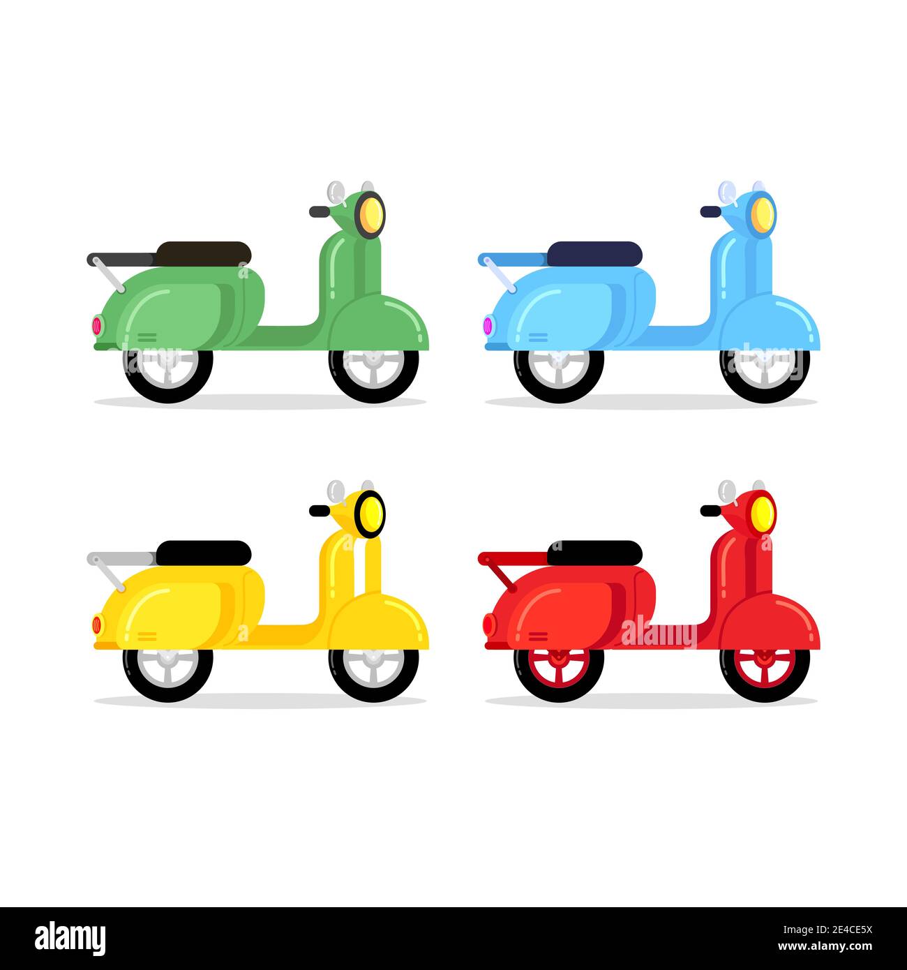 Colorful scooter cartoon style. Set of vector modern scooters Stock ...