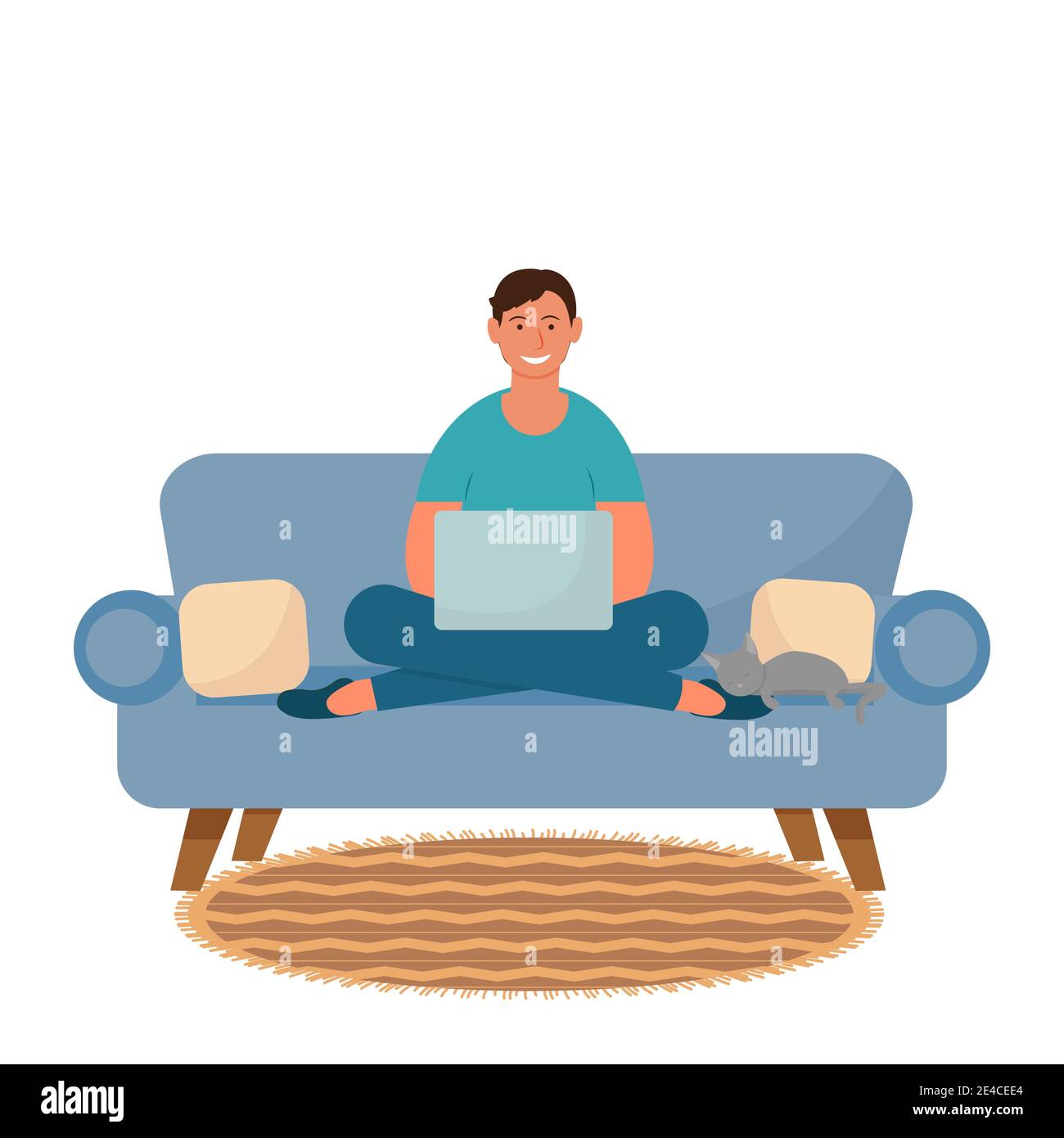 Homework laptop at home Stock Vector Images - Alamy