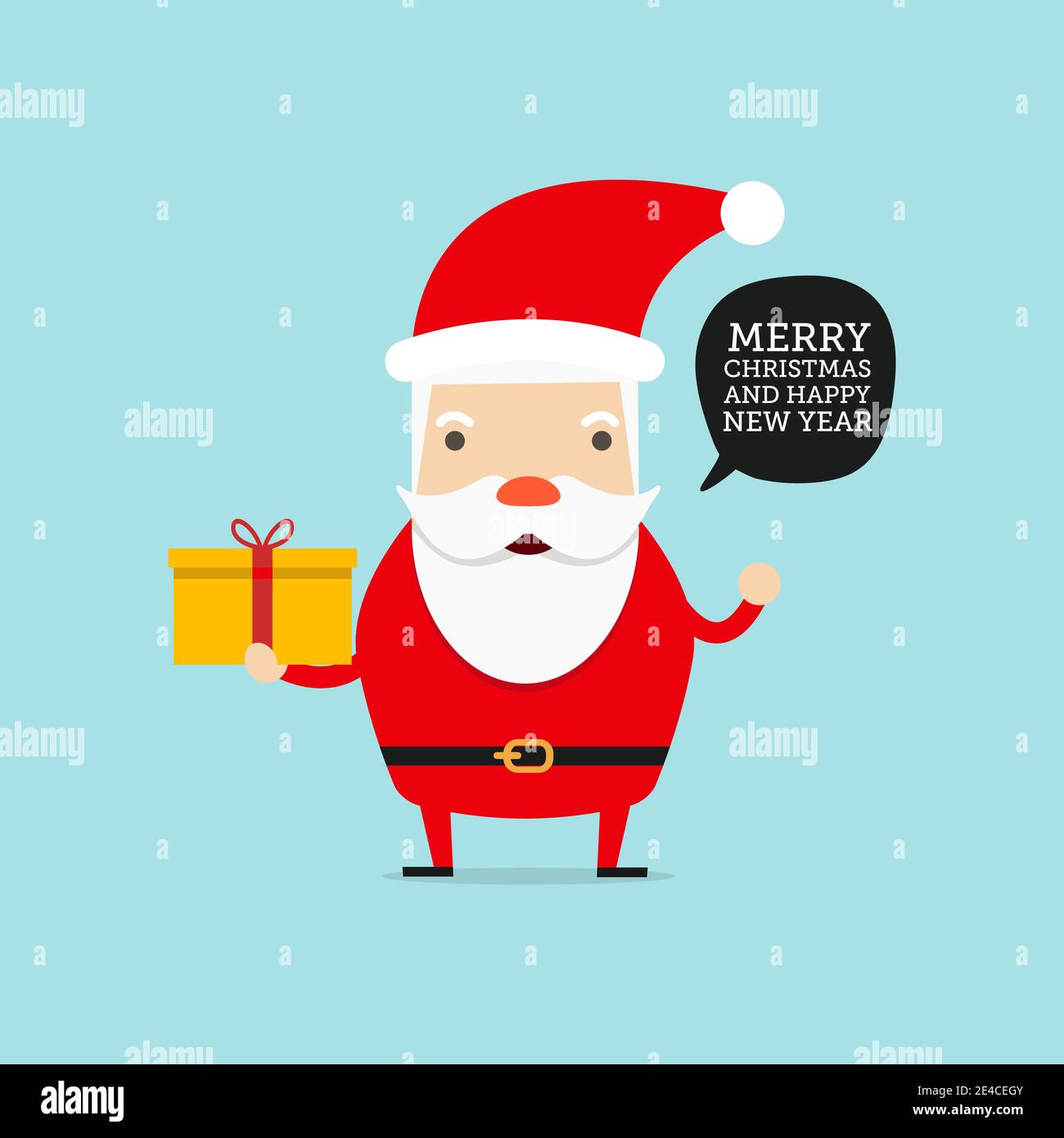 Santa Claus with gift box. Christmas and new year cartoon character ...