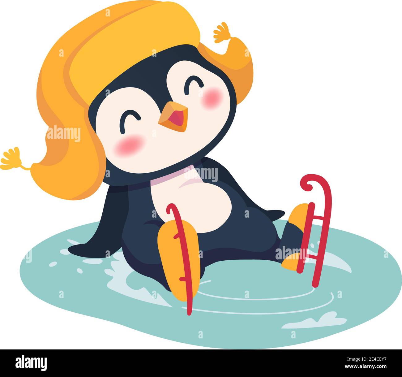 Penguin ice skating isolated. Sport and leisure concept illustration ...