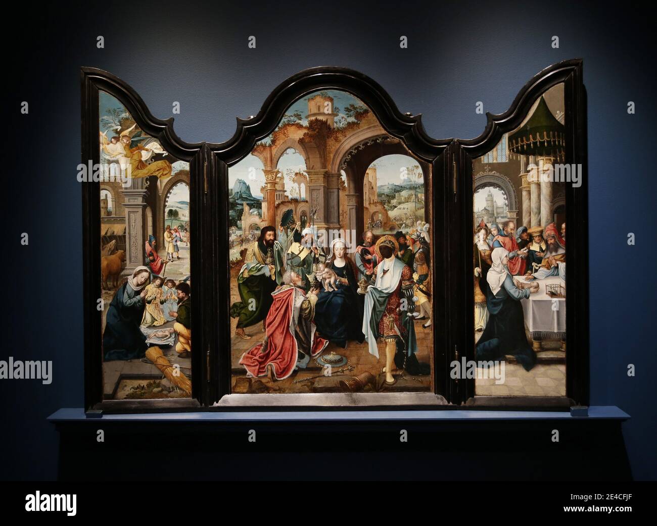 A triptych: The Nativity, The Adoration of the Magi, The Presentation in the Temple by Pieter ...