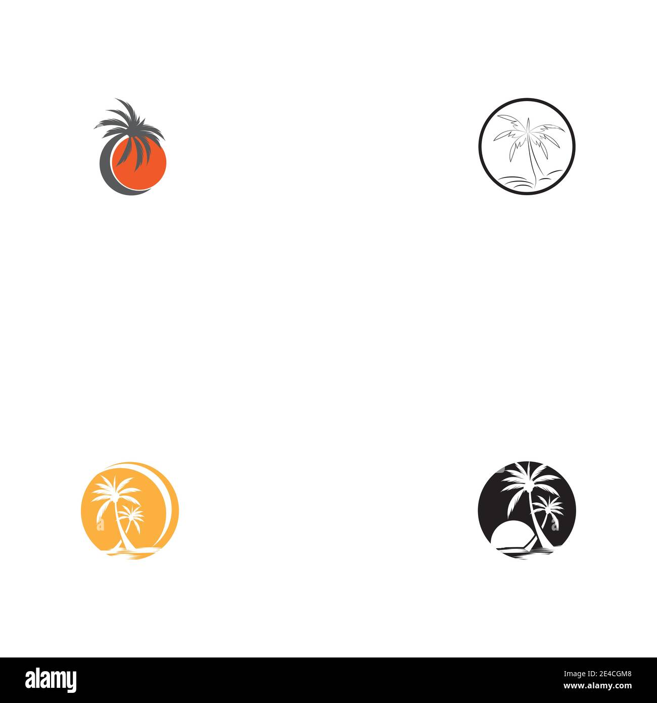 Set Palm tree summer logo template vector illustration Stock Vector ...