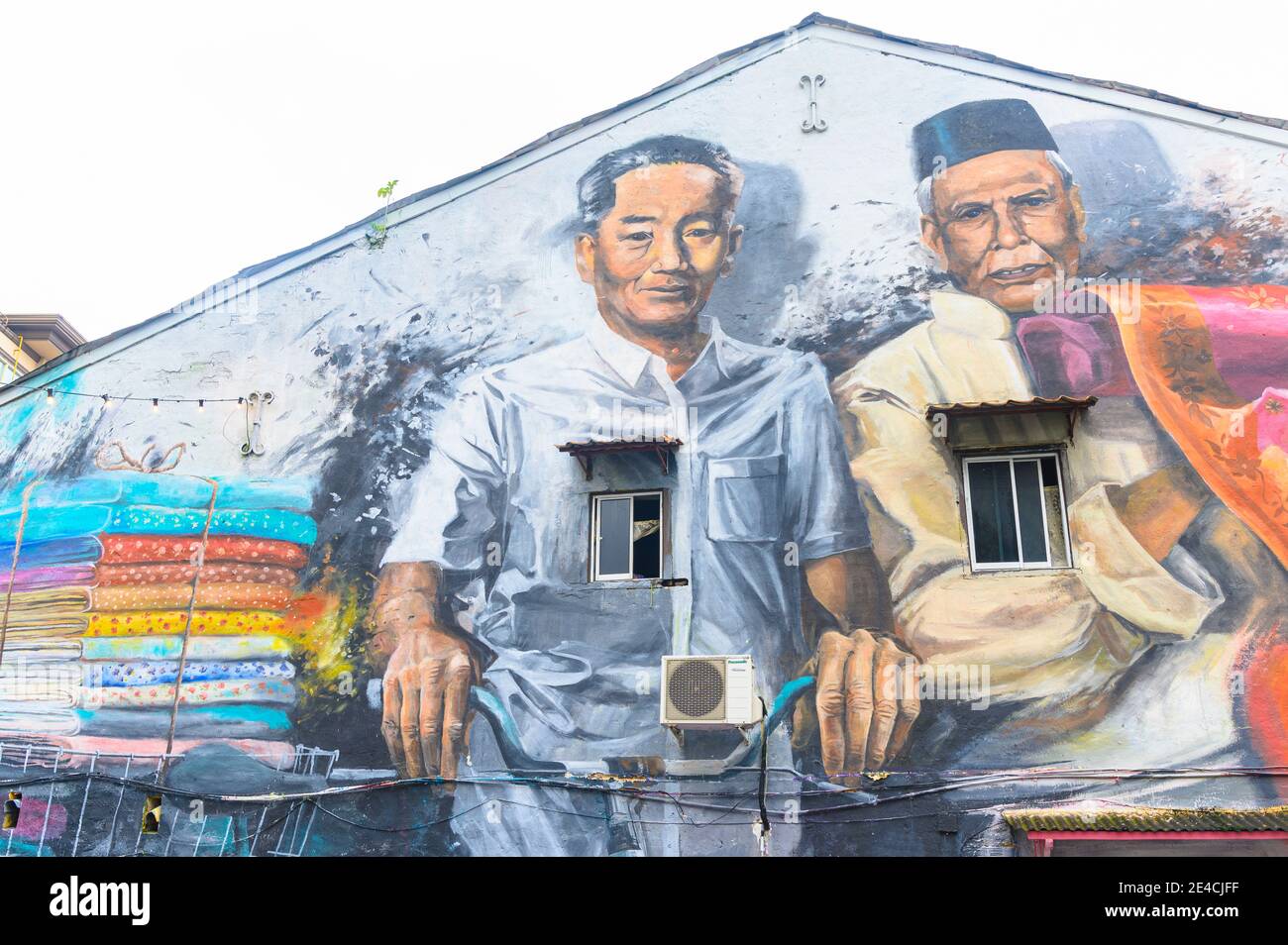 painted murals on building in Kuching, Malaysia Stock Photo - Alamy