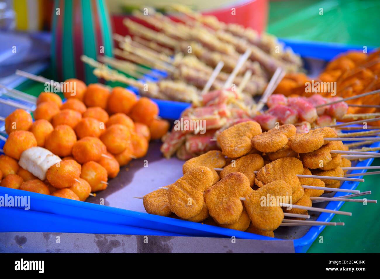 street food on a stick in Malaysia Stock Photo - Alamy