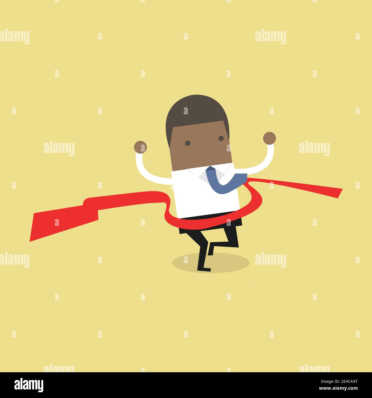African businessman crossing finish line, he is won a competition Stock ...