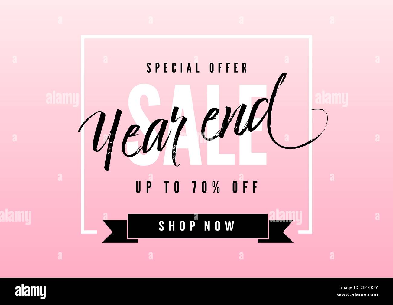 Year end sale poster or flyer design. End of year sale on pink ...