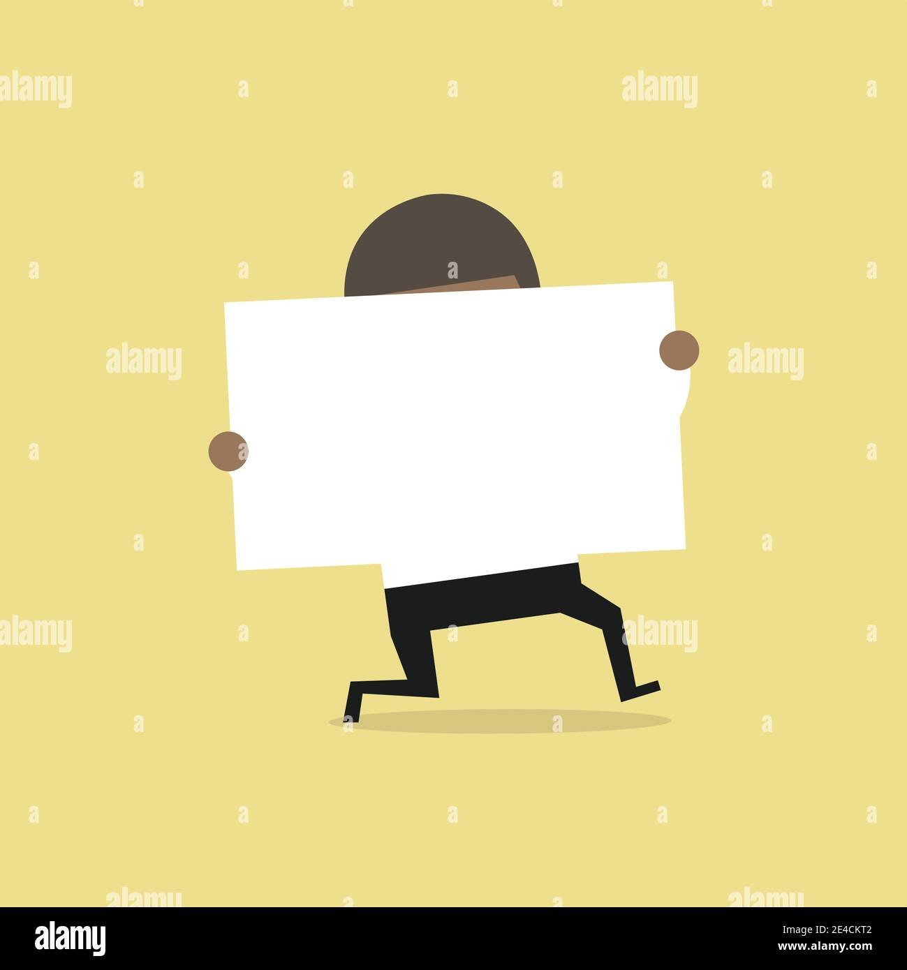 African businessman running with blank placard Stock Vector Image & Art ...