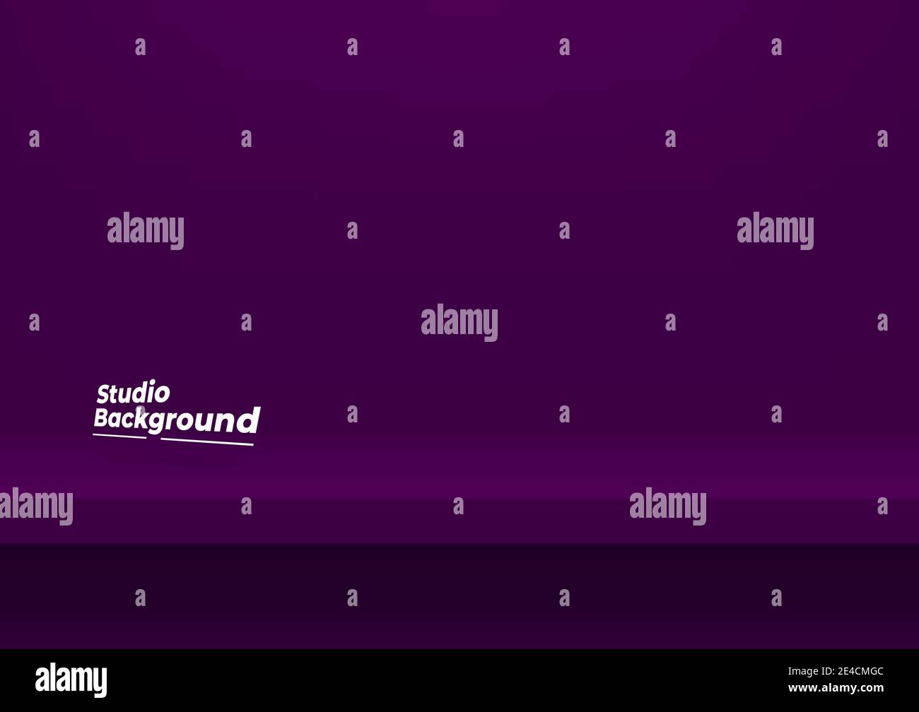 Realistic violet shelf on the studio wall. Empty studio violet ...