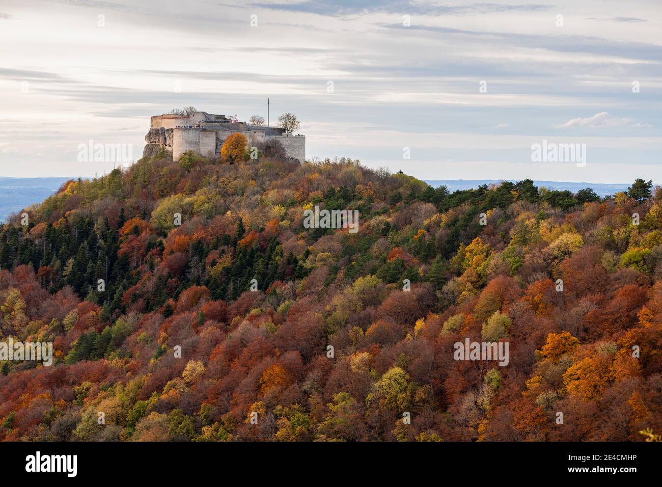 Hohenneuffen castle with colorful autumn forest hi-res stock ...