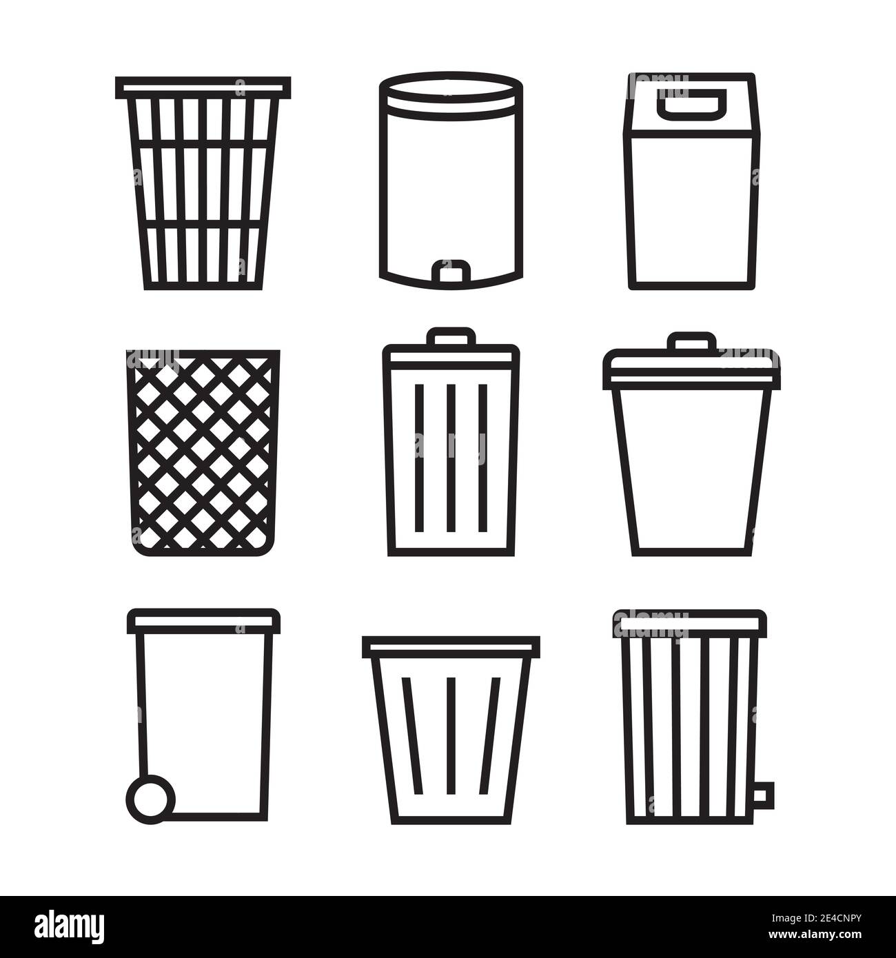 Trash can icon set. Trash can line icons collection for web apps and ...