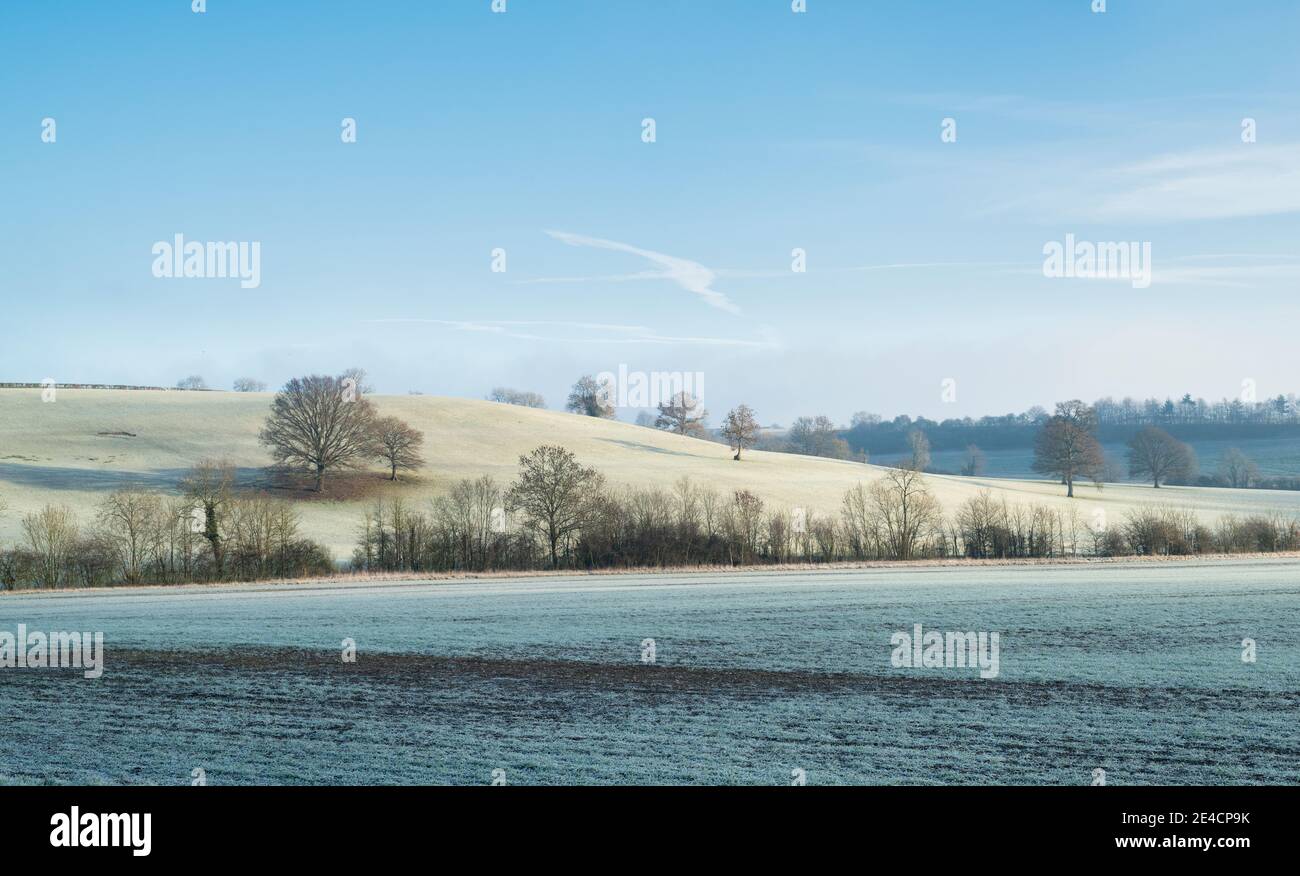 Frosty morning in the oxfordshire countryside. Oxfordshire, England ...