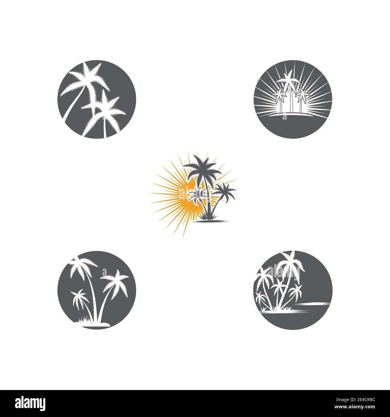 Set Palm tree summer logo template vector illustration Stock Vector ...