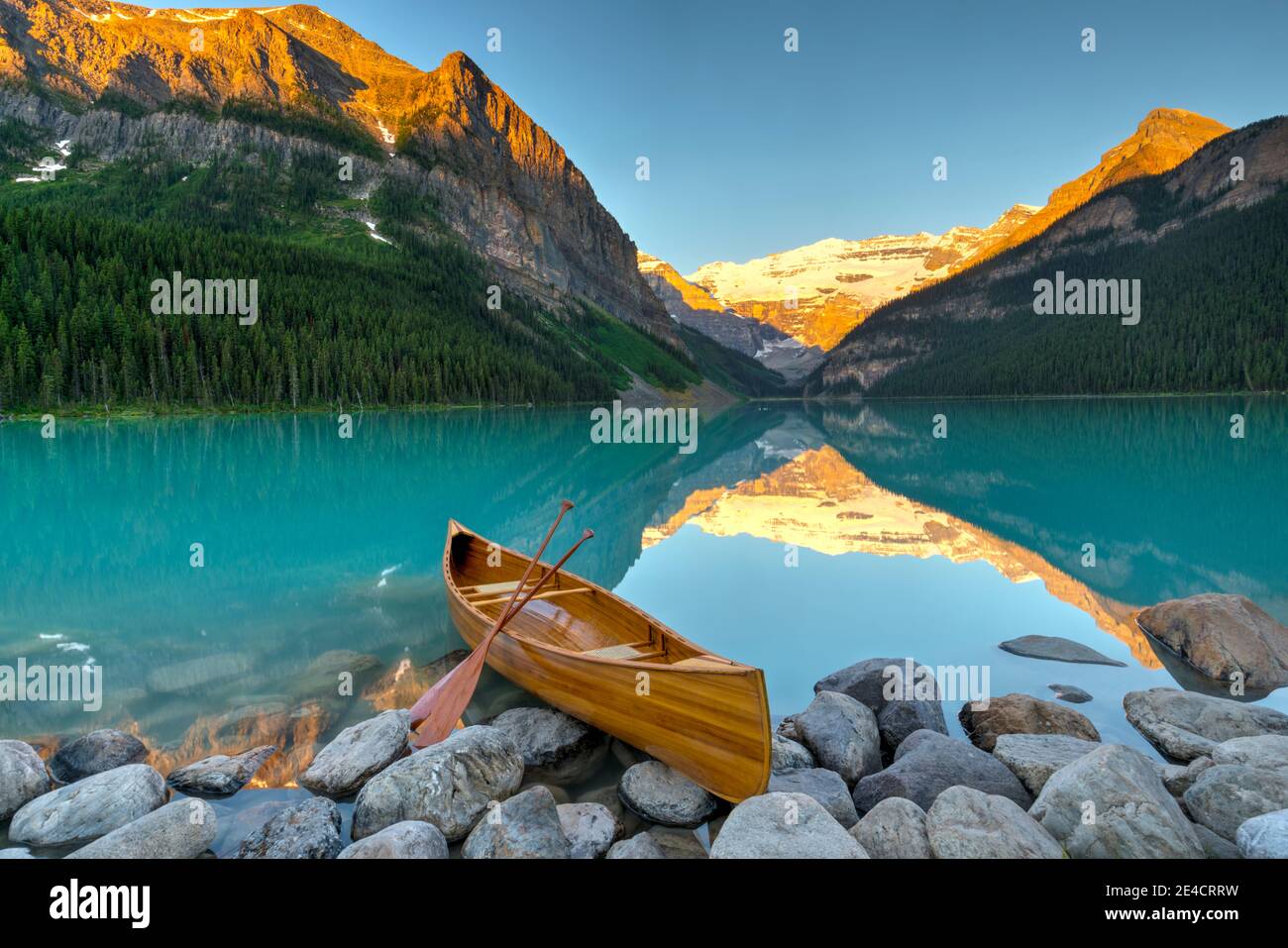 Cedar-Strip Canoe at Lake Louise, Banff National Park, Alberta, Canada ...
