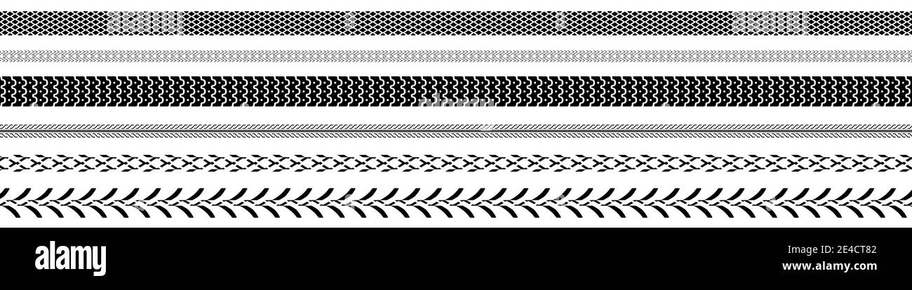 Tire tread or tracks set isolated on white background. Wheel tyre tread ...