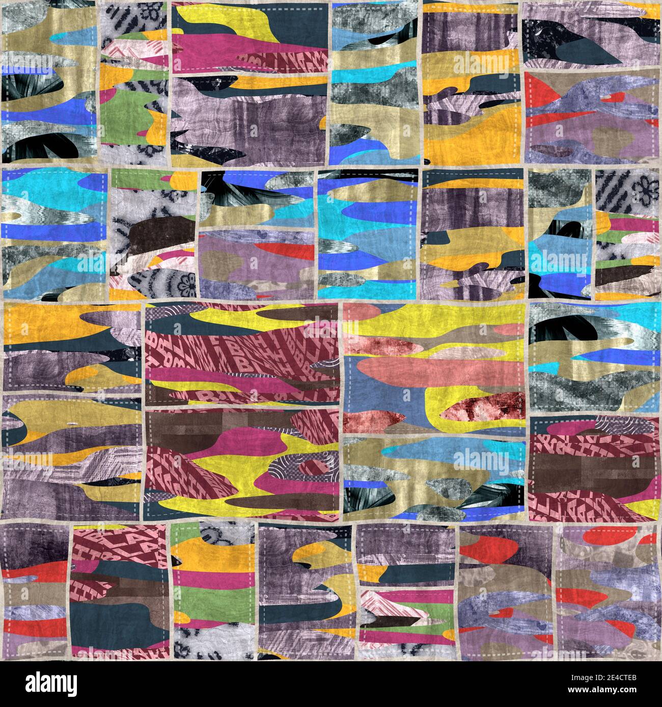 Seamless patchwork collage mix quilt pattern print Stock Photo - Alamy