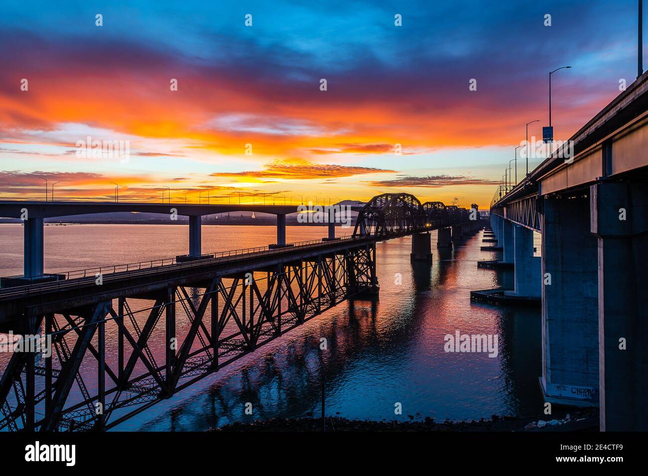 Sunrise from the Benicia Bridge Vista Point Stock Photo - Alamy