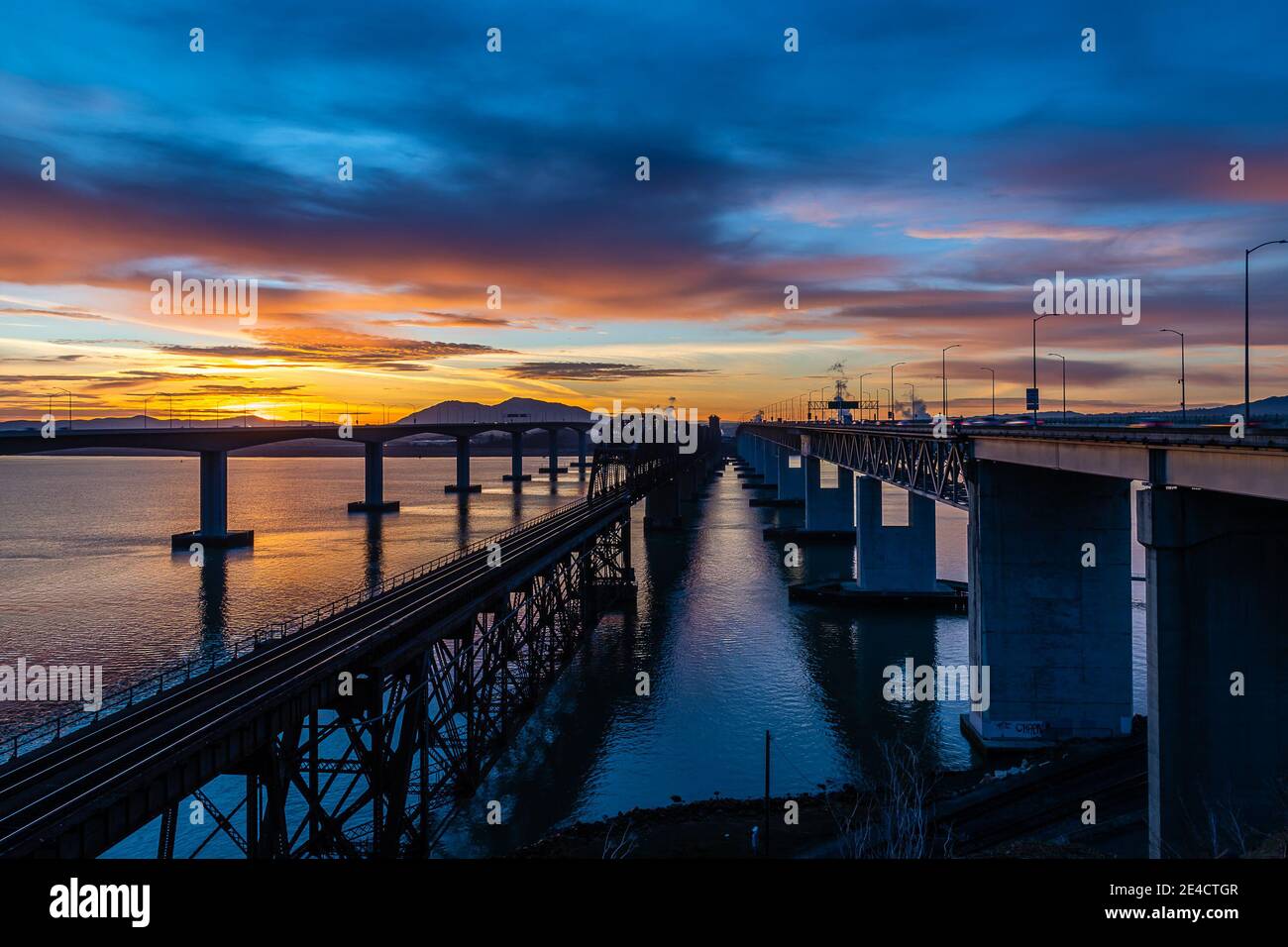 Sunrise from the Benicia Bridge Vista Point Stock Photo - Alamy