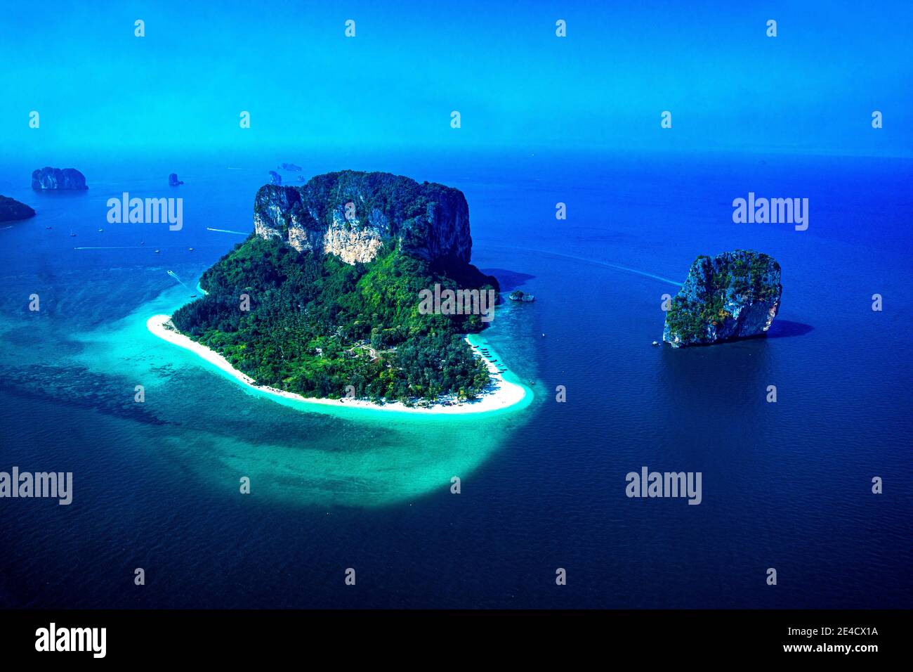 aerial top view strait between the Poda island and Ma Tang Ming island ...
