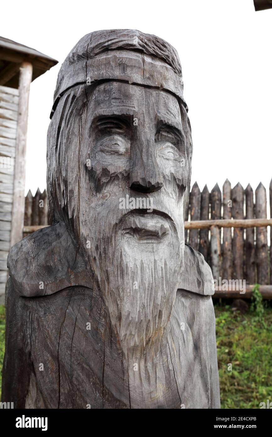 Scandinavian god in Viking temple in summer Stock Photo - Alamy