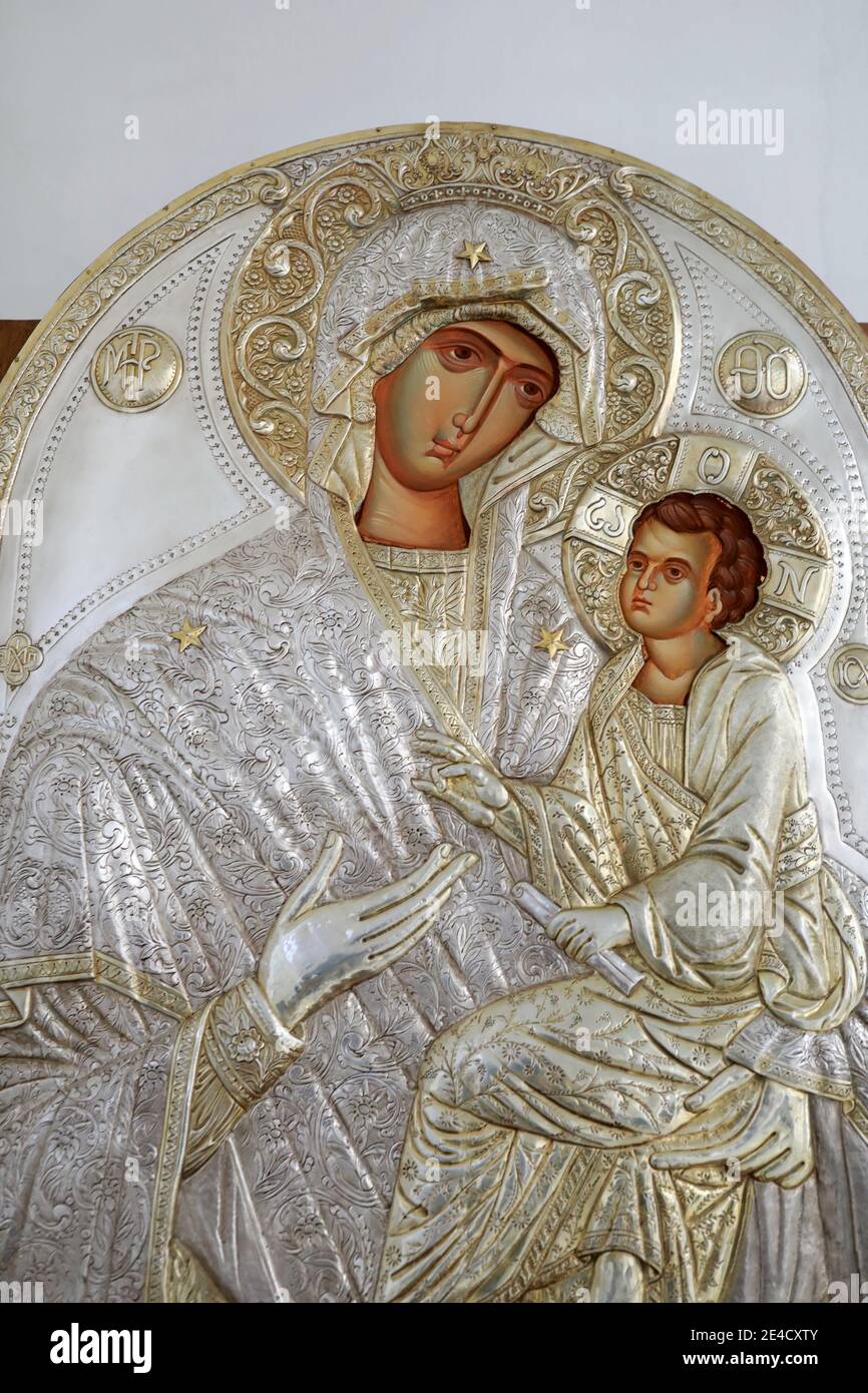 Icon of Mary with Jesus in Georgian Orthodox church Stock Photo - Alamy