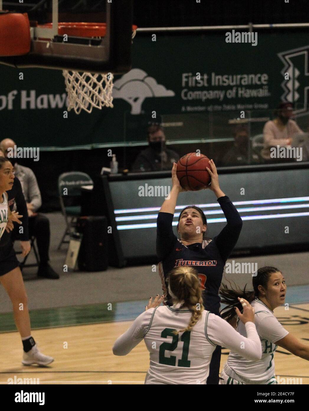 January 22, 2021 - CSU Fullerton Titans forward Megan Nieto #10 goes to ...